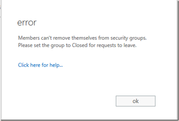 Exchange: Members can’t remove themselves from security groups. Please ...